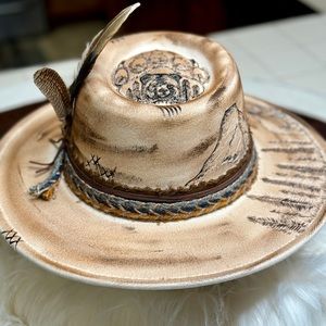 Accessories | Custom Hand Drawn Pyrography Bear Cowboy Hat Can Be Worn ...